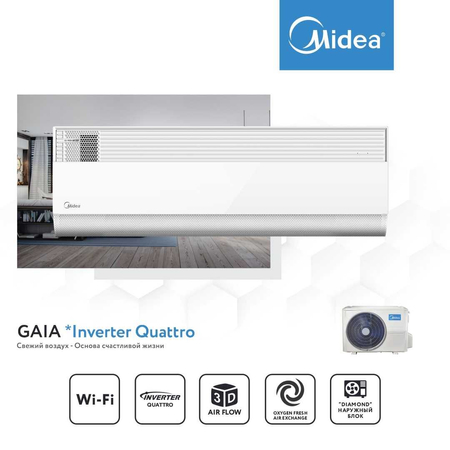 Midea GAIA 15000 Btu Кондиционер c подмесом Свежего ВОЗДУХА. Inverter