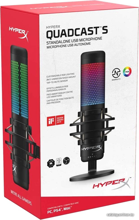Микрафон HyperX QuadCast S подкасты,стримы