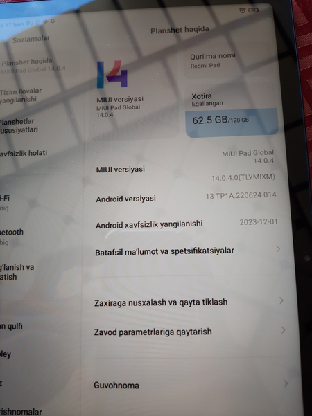 Redmi pad plasnshet