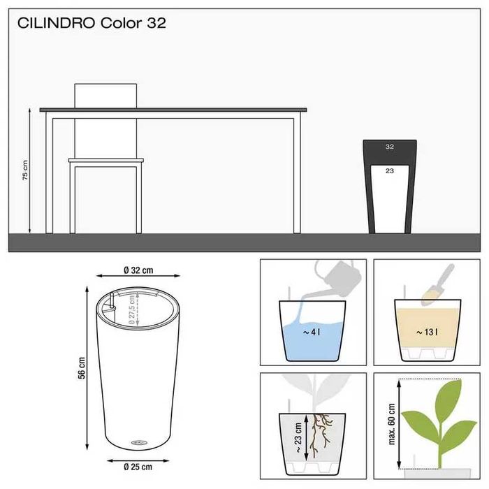 CILINDRO Color 32 white кашпо lechuza