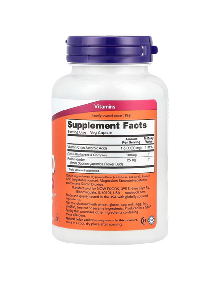 NOW Foods, C-1000, 100 растительных капсул, витамин С