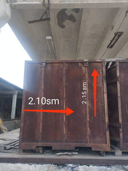 Mini contener old tarafi   1m60 sm. Eni 2m 10 sm. Boyi 2m 15 sm.