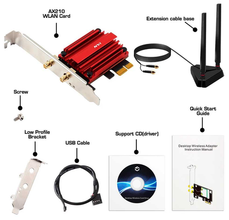 Wi-Fi 6E pci-e адаптер 5374 Мбит/с