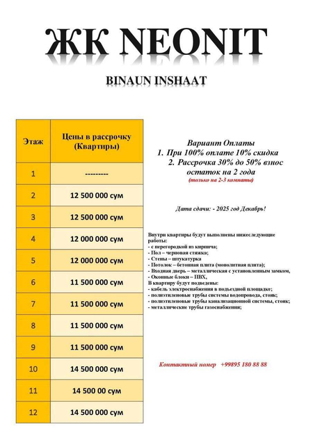 Новостройка ЖК NEONIT при 50% взнос получи 5% скидку