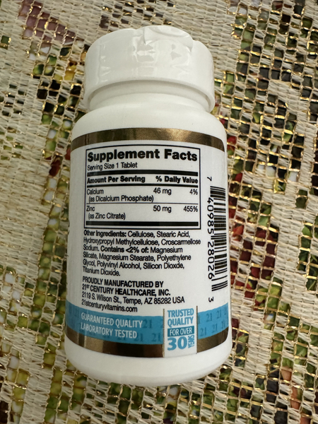 Zinc Citrate 50 mg 21Century 60 таблеток