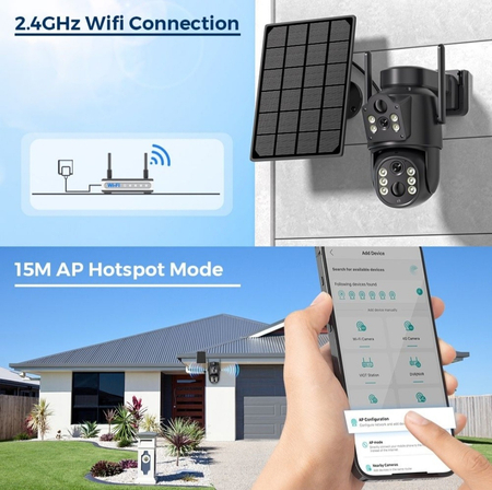 Quyosh paneli WiFi IP kamera 360 PTZ Solar camera