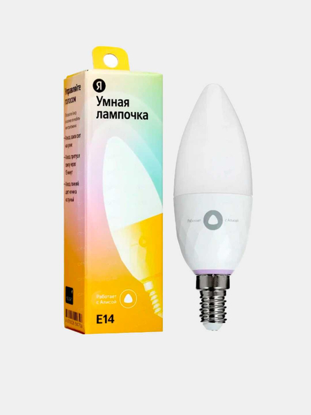 Умная лампочка Яндекс с Алисой, цоколь Е14, 4.8 Вт, RGB цветная