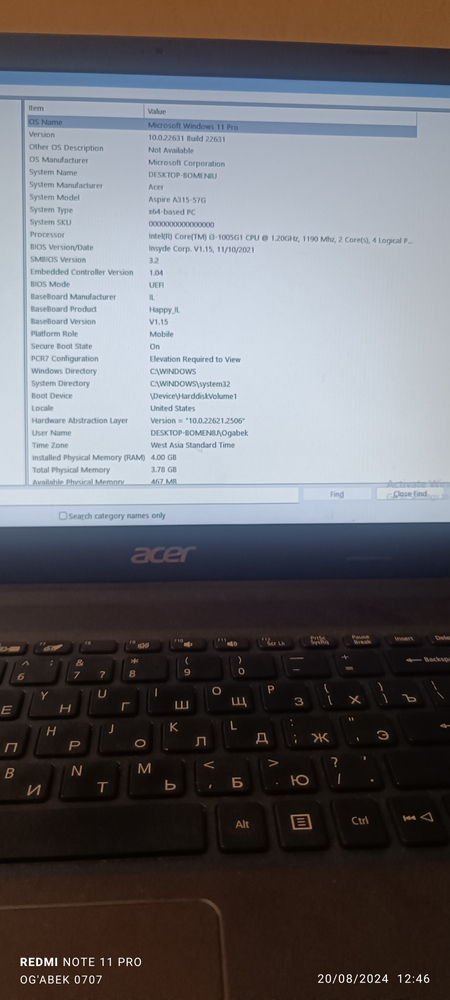 Acer Aspire A315-57G Core i3 8/256 SSD