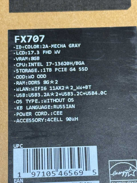 ASUS TUF F17 Intel Core i7-13620H озу16GB ssd 1T RTX 4060 8гб