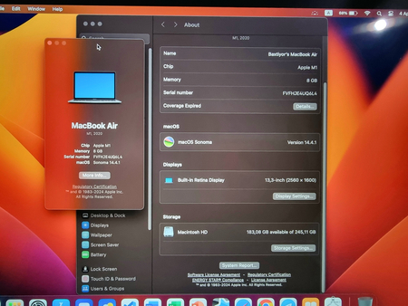 MacBook Air M1 | 8/256 | 93% | Ideal | Full Box