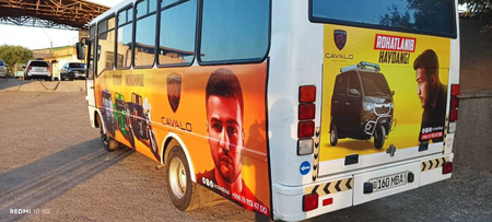 Navoiyda Avtobuslarda reklama Реклама на автобусах в Навои
