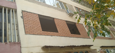 Кладка балкона,кладкаОблецовичним кирпича,Перегародкаустановка,казерек