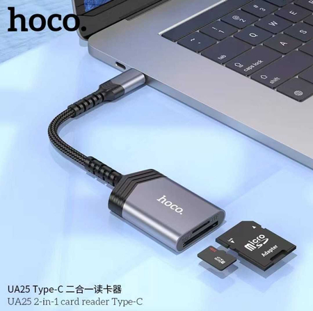 Hoco UA25 Type-C 2-in-1 iP card reader SD/TF