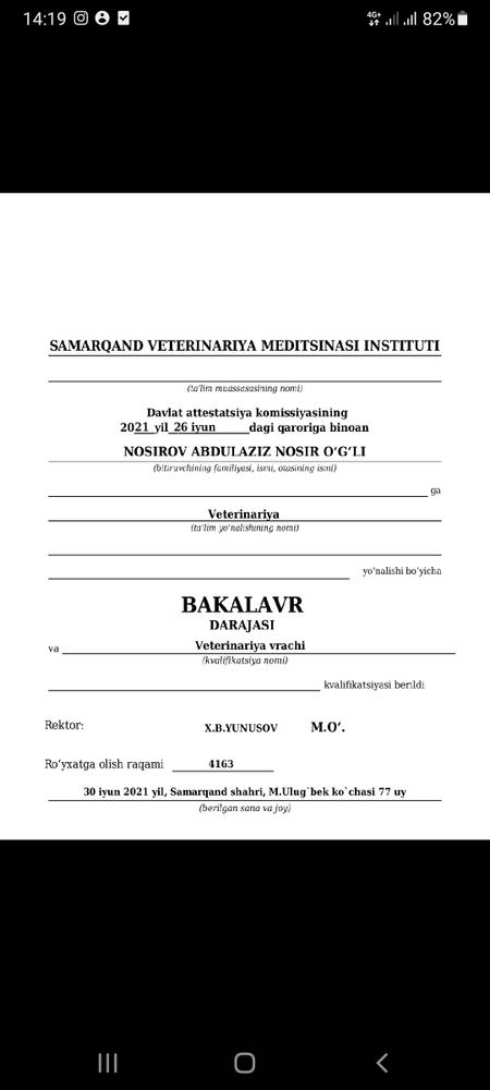 Veterinar vrach xizmati