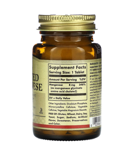 SOLGAR Chelated Manganese 100tablet Хелатный марганец 100 таблет