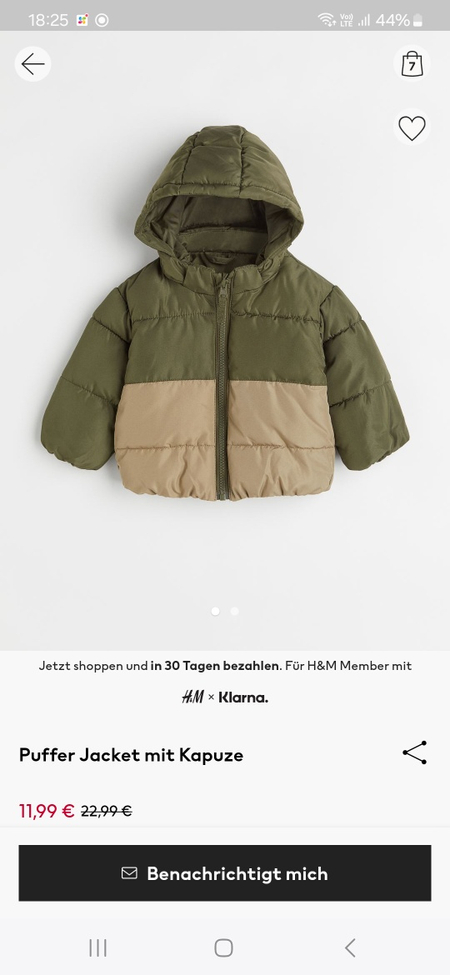 Новая хаки куртка тёплая h&m 6-9месяцев привезли с Германии
