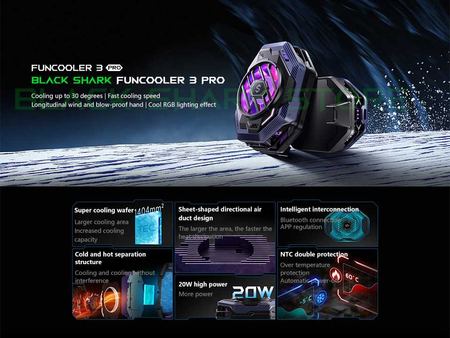 Black Shark FunCooler 3 Pro с подсветкой, охлаждающий для Android/iOS