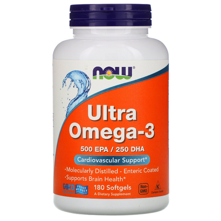 Ультра Омега-3, Рыбий жир, Now Foods, 180 капсул
