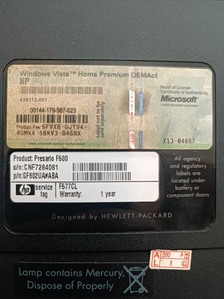 Продам ноутбук HP Presario F500