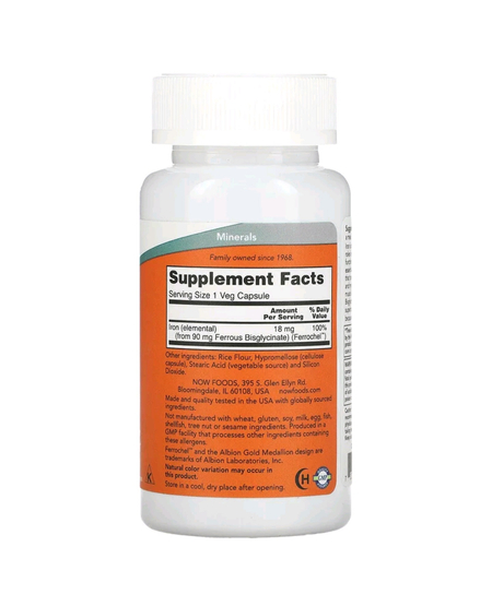 Iron tab 18mg Now Foods