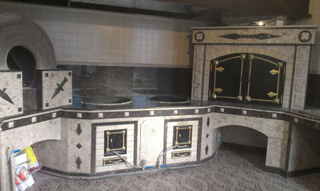 Облицовка мрамором каминов, барбекю, летней кухни, установка столешниц