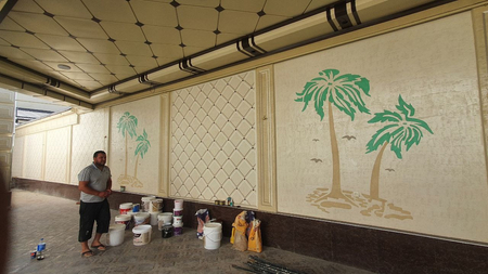 Travertin fasad decor