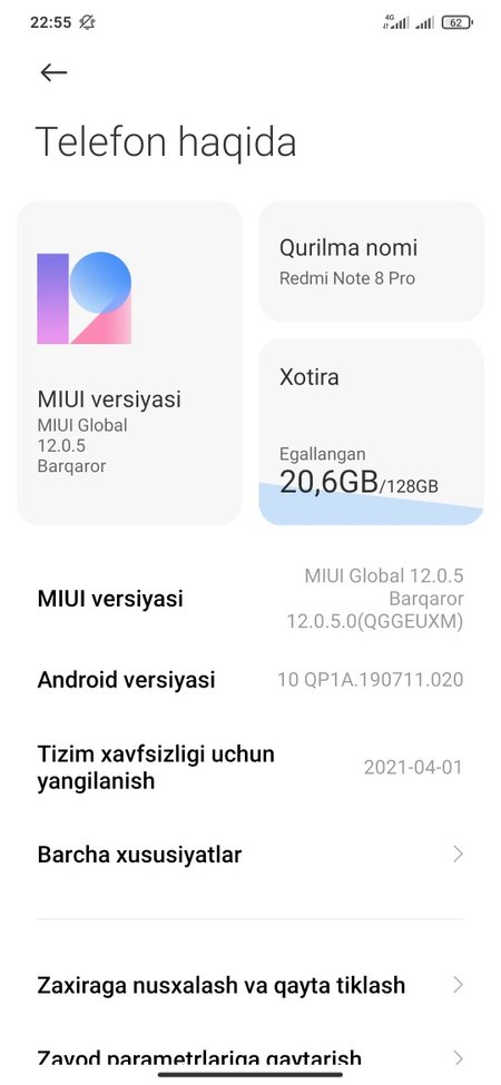 Redmi not 8 pro bor