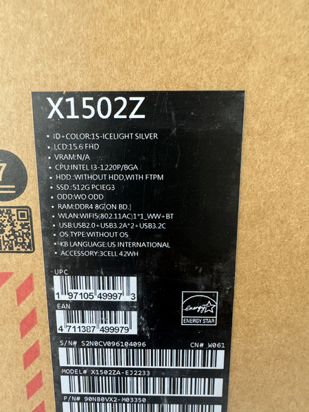 Asus vivobook core i3-1220P 8/512 ssd nvme yangi