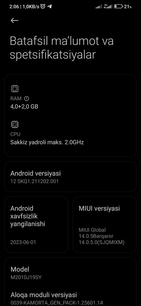 Redmi 9T 6/128 ideal holatda