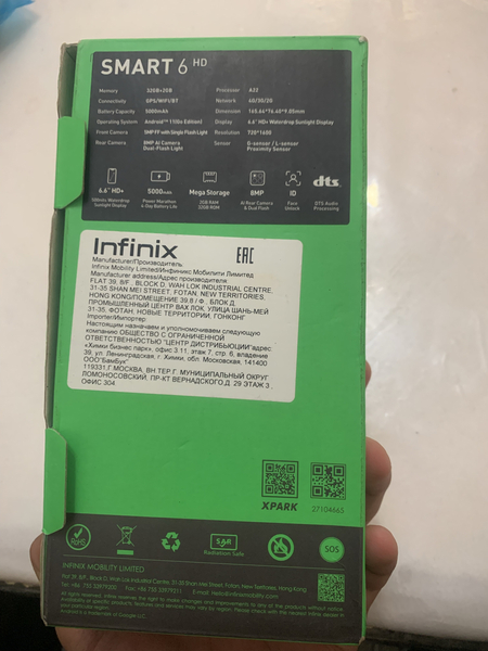 Infinix smart 6 32 lik toza tel hali