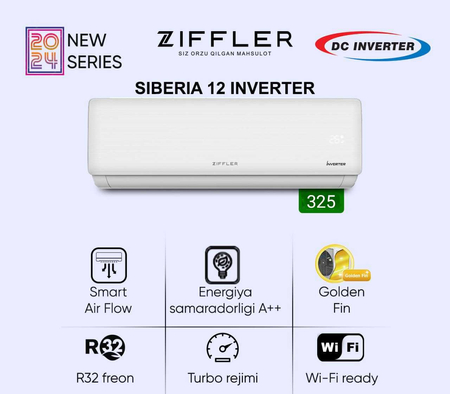Кондиционер ZIFFLER 12 DC Inverter Model : SIBERIA (R32)  Доставка