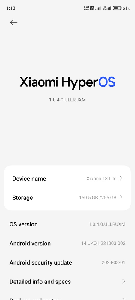Xiaomi 13lite 8/256