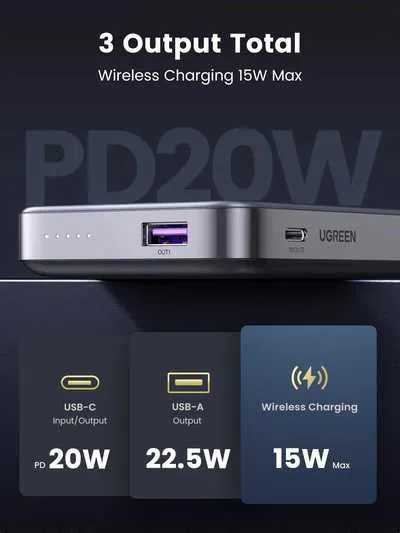 UGREEN Складная подставка Магнитная батарея | 10000 мАч Power Bank