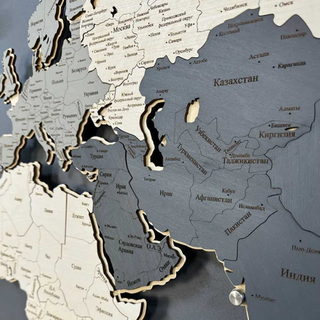 Интерьерная карта мира Серая 160Х95 см на стену ТЕЛЕГРАМ:(maps_of_uz)