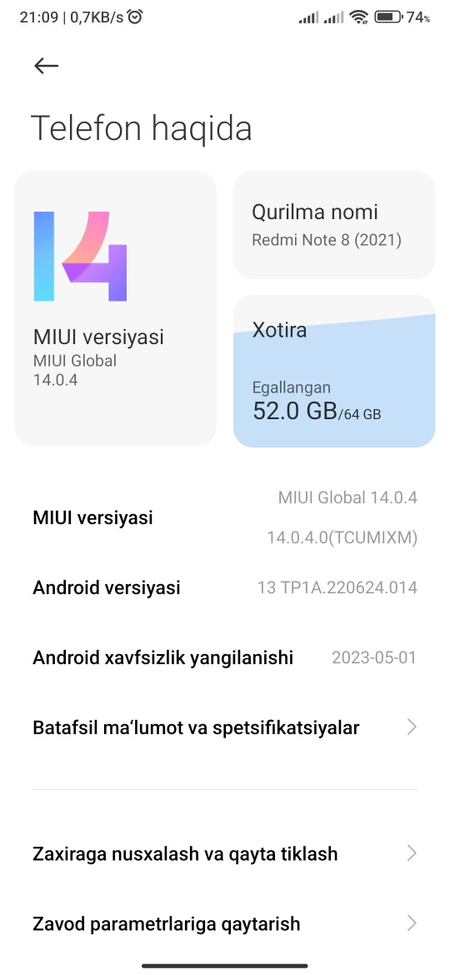 Mi Redmi note 8 2021 4/64Gb