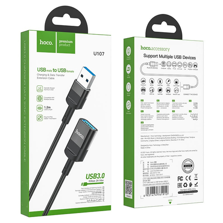 Кабель удлинитель USB штекер на USB гнездо USB3.0 hoco U107