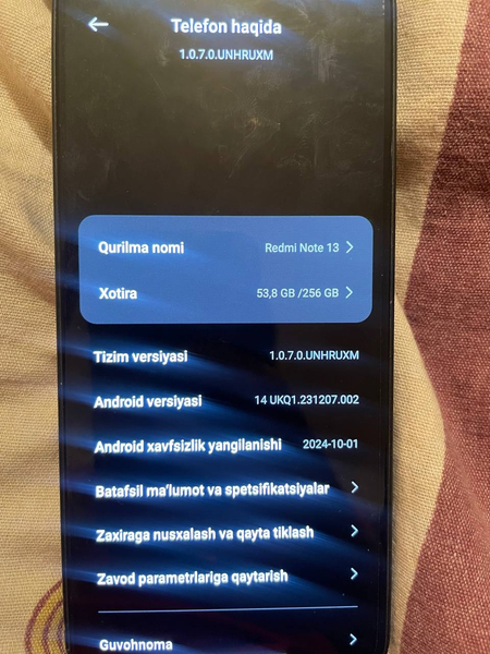 Redmi not 13 8/256 rangi qora ishlashiga garant bor