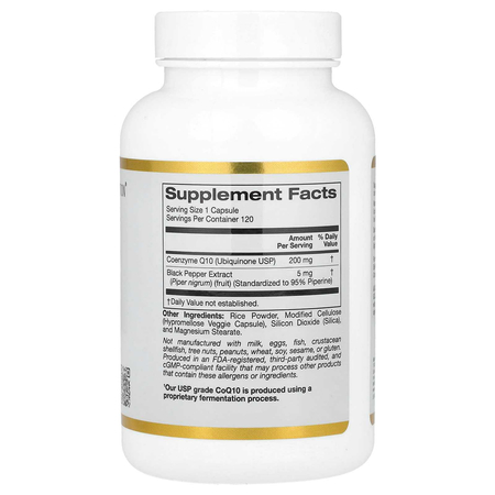 California Gold Nutrition, Коэнзим Q10, 200 мг, 120 капсул