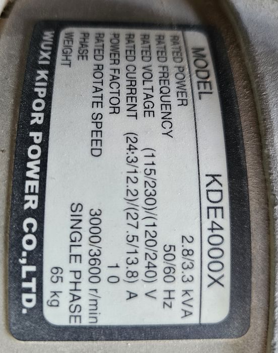 Kipor dvijok, generator 3,5kBt