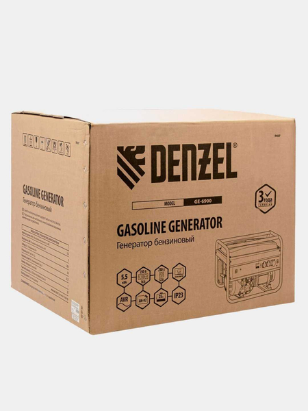 Генератор бензиновый DENZEL, 5.5 кВт, 220В/50Гц, 25 л, ручной старт