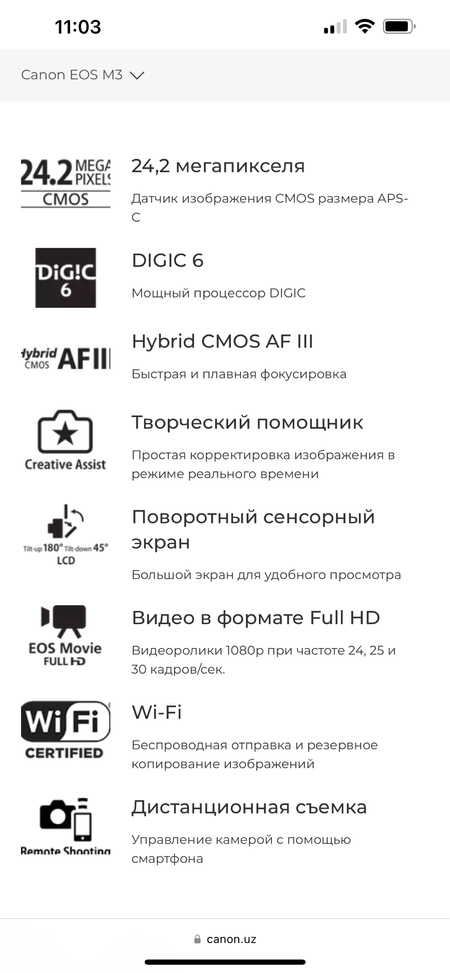 Фотоаппарат canon eos m3
