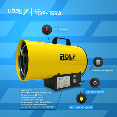 Pushka GAZ 220v 15kw ROLF | Пушка ГАЗ 220в 15кВт ROLF