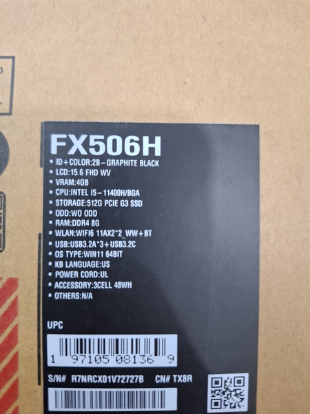 Asus Tuf Gaming Core i5 RTX 3050 new