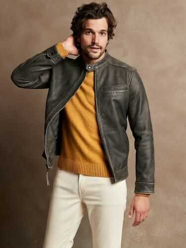 Мужская кожаная куртка Banana Republic Calvo Leather Jacket! Новая!