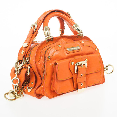 Versace Orange Leather Mini Satchel
