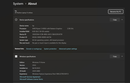 HP Pavilion  AMD Ryzen 5