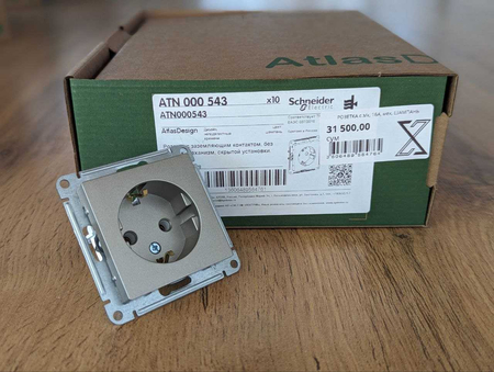 Розетка, выключатель Schneider Electric Atlas Design Шампань