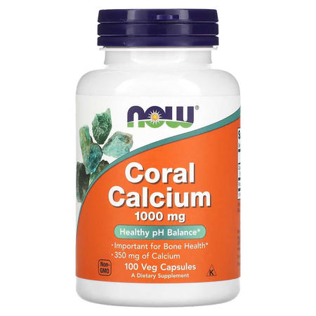 Коралловый кальций Coral Calcium NOW 1000 мг, 100 растит капс