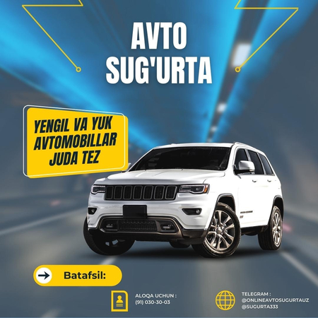 Avtosug'urta автострахование  avtosugurtauz_bot