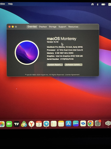 Macbook pro 8/256 Gb